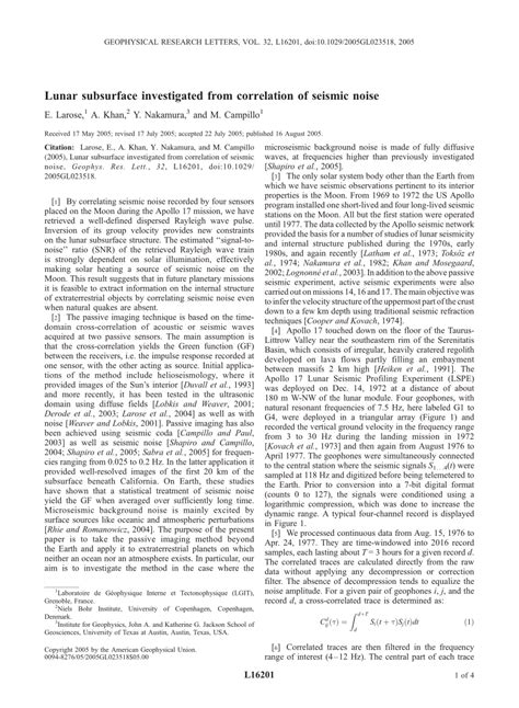 Pdf Lunar Noise Correlation Imaging And Monitoring