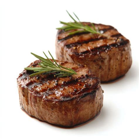 Grilled Filet Mignon With Rosemary Garnish On White Background Stock Image Image Of Dining
