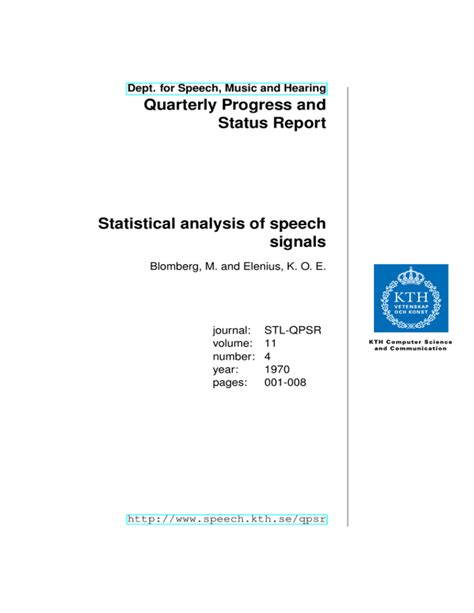 Statistical Analysis Of Speech Signals