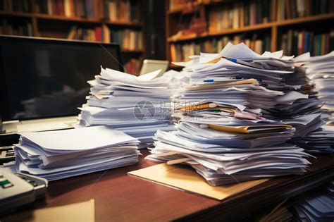 纸堆如山的办公室照片高清图片下载 正版图片600519616 摄图网