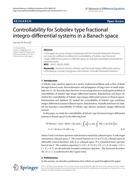 Pdf Controllability For Sobolev Type Fractional Integro Differential