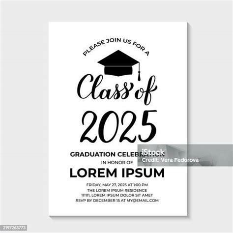 졸업 파티 초대장 템플릿입니다 흑인과 백인 졸업생 파티 초대 졸업 축하 발표 클래스 의 2025 벡터 일러스트 레이 션 2025