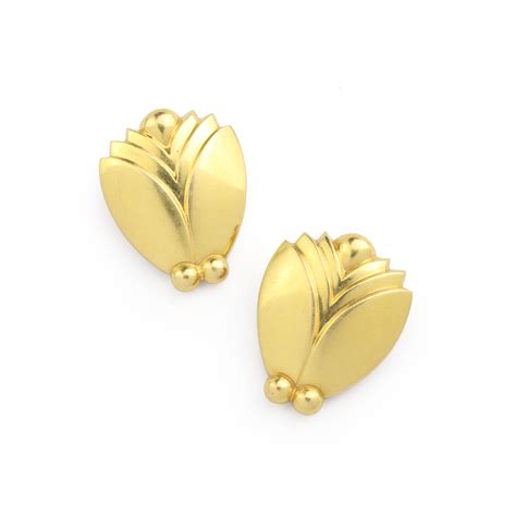 George Jensen Tulip Gold Ear Clips Fd Gallery