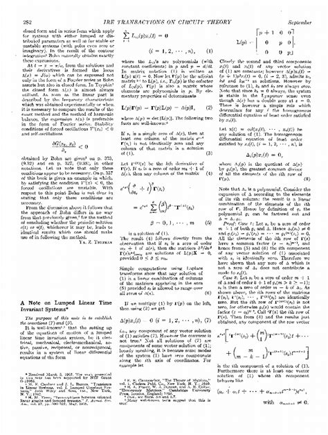 A Note On Lumped Linear Time Invariant Systems Ieee Journals