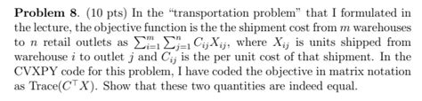 Solved Problem 8 10 Pts In The Transportation Problem