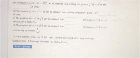 Solved a The graph of f x x ² can be obtained from Chegg com