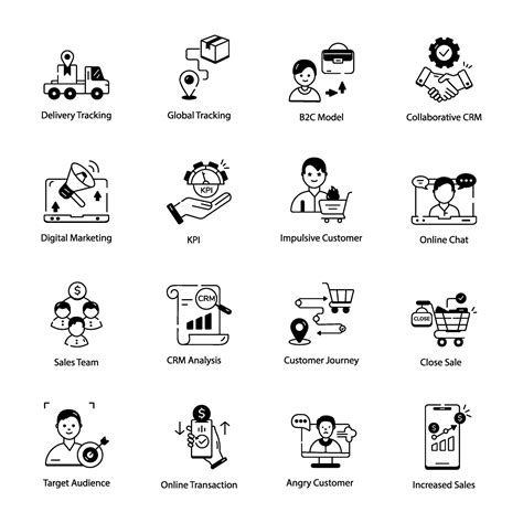 Linear Icon Collection Depicting Crm Models 37992808 Vector Art At Vecteezy