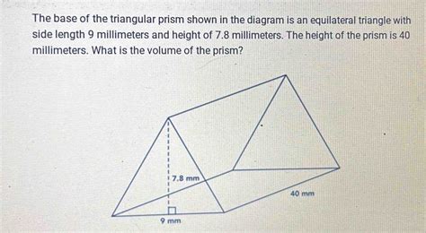 Solved The Base Of The Triangular Prism Shown In The Diagram Is An Equilateral Triangle With