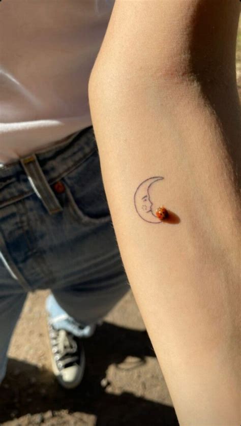50 Crescent Moon Tattoos Small Crescent Moon Face On Arm Idea