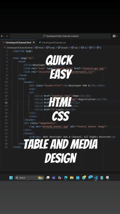 quick guide html table and media design in under 2 minutes htmlbasics