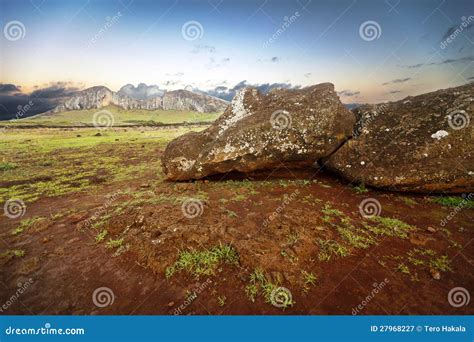 Fallen Moai Statues At Ahu Akahanga Easter Island Chile Stock Image 92734015