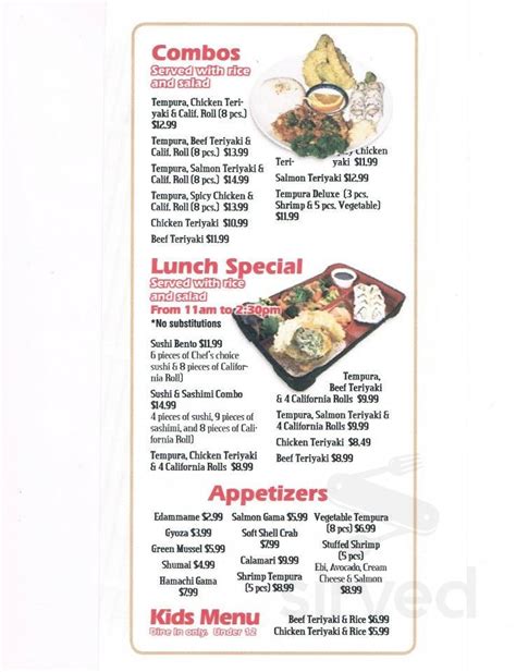 Joes Sushi The Cabo Way Menu In Bermuda Dunes California Usa