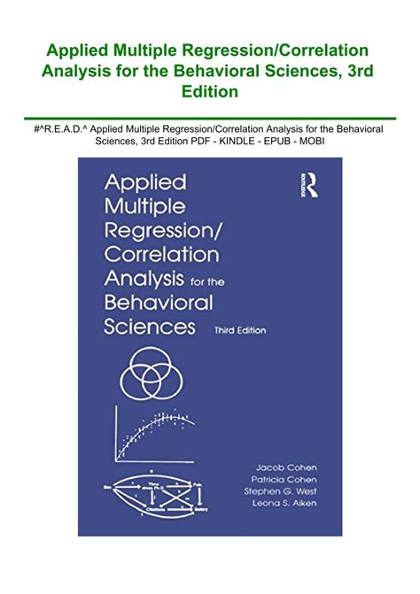 R E A D Applied Multiple Regressioncorrelation Analysis For The Behavioral Sciences 3rd
