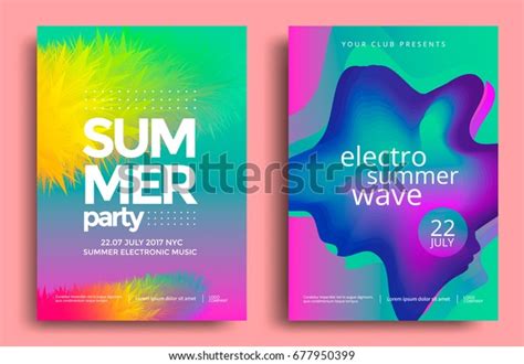 전자음악과 전자식 여름 파도 포스터클럽 파티 스톡 벡터로열티 프리 677950399