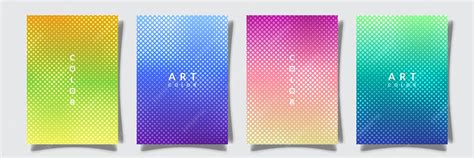 Premium Vector Gradation Multicolor Cover With Halftone Abstract Pattern Soft Color Art Set