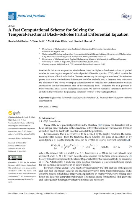 Pdf A Fast Computational Scheme For Solving The Temporal Fractional