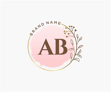 Initial Ab Feminine Logo Usable For Nature Salon Spa Cosmetic And