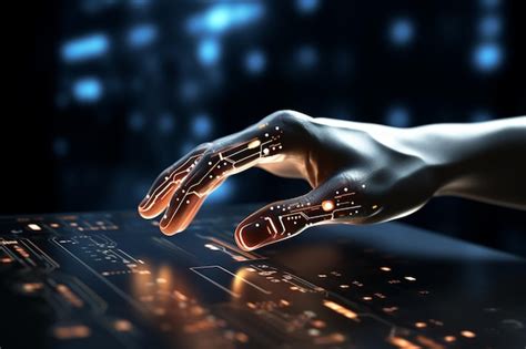 Premium Ai Image Robot Hands Adeptly Code By Interacting With A Monitor Showcasing Automation