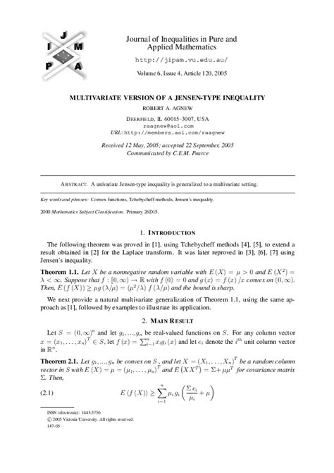 Pdf Multivariate Version Of A Jensen Type Inequality
