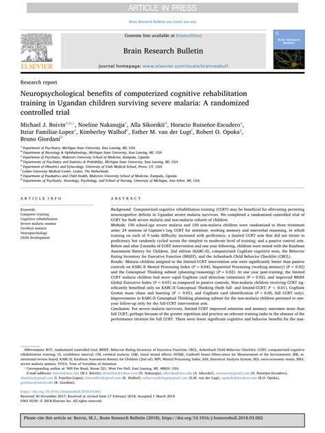 Pdf Computerized Cognitive Rehabilitation Training Can Improve
