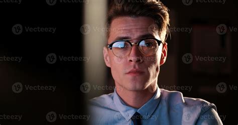 Man Working On Computer In Dark Office 11281586 Stock Photo At Vecteezy