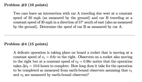 Solved Problem 3 10 Points Two Cars Leave An Intersection