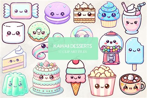 A Collection Of Adorable Clipart Featuring Kawaii Desserts 5814878