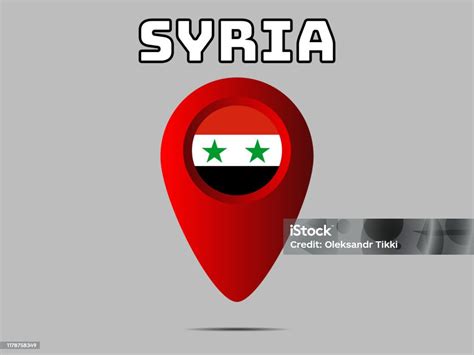 지리 위치 Geotsag 핀 요소와 기호시리아 국기 지도 장소 배치에 적합합니다 원래 색상과 비율 벡터 일러스트레이션 국가 세트 국가 관광명소에 대한 스톡 벡터 아트 및