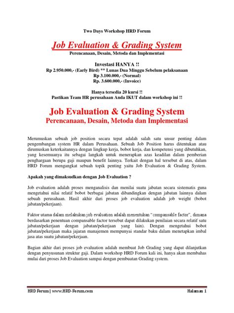 Job Evaluation And Grading System 2018