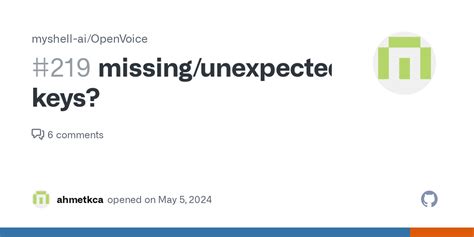 Missingunexpected Keys · Issue 219 · Myshell Aiopenvoice · Github