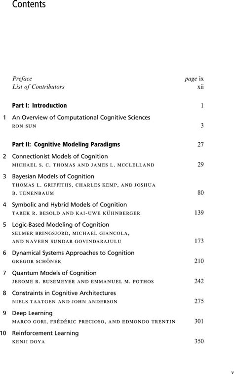 Contents The Cambridge Handbook Of Computational Cognitive Sciences