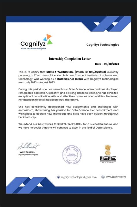 Shreya Yasinudeen On Linkedin Cognifyztechnologies Cognifyz Cognifyztech