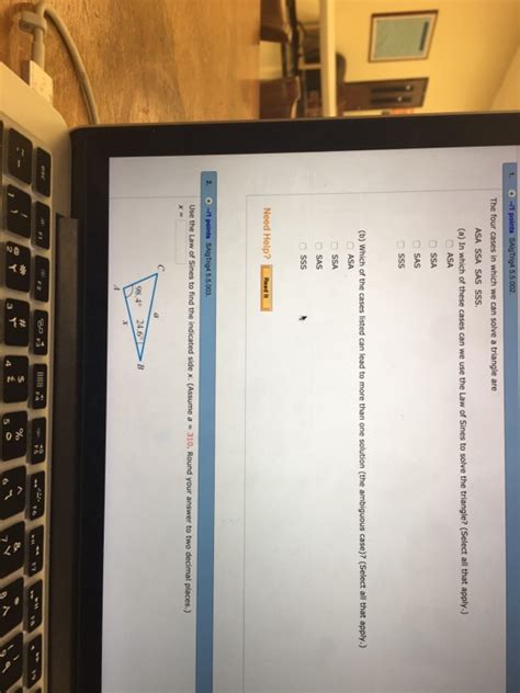 Solved The Four Cases In Which We Can Solve A Triangle Are Chegg Com