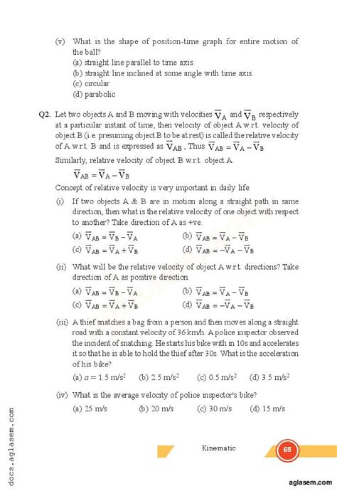 Class 11 Physics Notes For Kinematics Pdf Study Material Aglasem