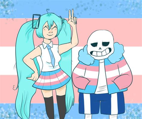Miku And Sans Say Trans Rights By Flurping On Deviantart
