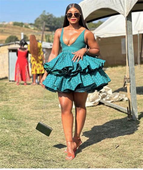 Tswana Sesotho Sleeveless Shweshwe African Print Asoebi Ankara Dress South African