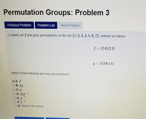 solved permutation groups problem 3 previous problem