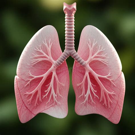 A Digital Rendering Of Human Lungs Shows Intricate Bronchial Branches Extending Stock