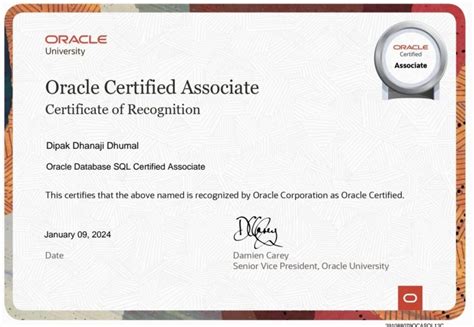 Dipak Dhumal デイパﾂク デウマル On Linkedin Oracle Oraclesql Sqlcertified Oraclecertified