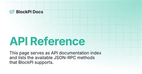 API Reference BlockPI Docs