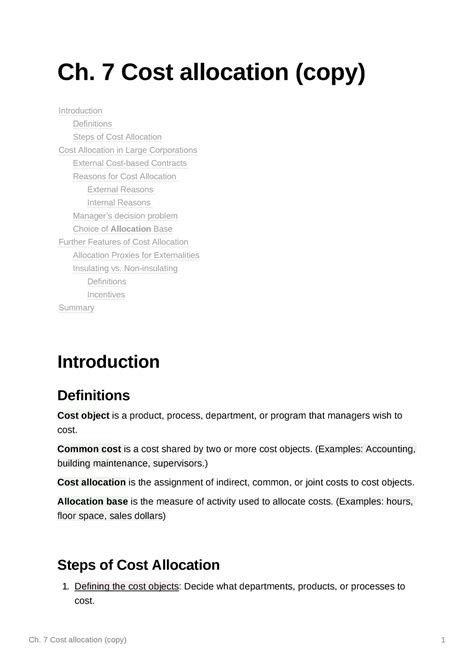 Cost Allocation Theory Managerial Accounting Zimmerman Ch CBS Studocu