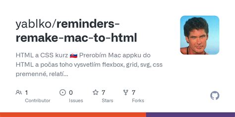 GitHub Yablko Reminders Remake Mac To Html HTML A CSS Kurz