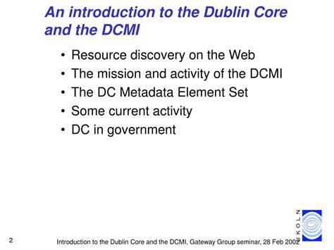 Ppt An Introduction To The Dublin Core And The Dcmi Gateway Group Seminar Blenheim Palace
