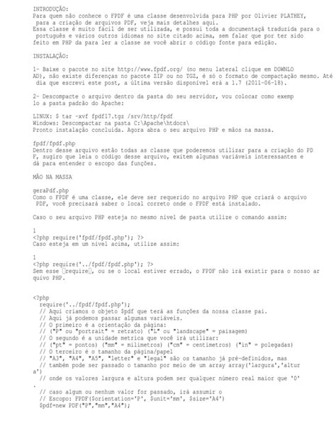 Tutorial Fpdf Com Php Pdf Php Programação De Computadores