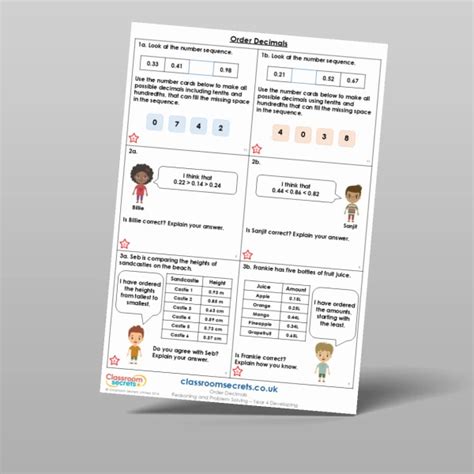Year 4 Order Decimals Reasoning And Problem Solving Resource Classroom Secrets