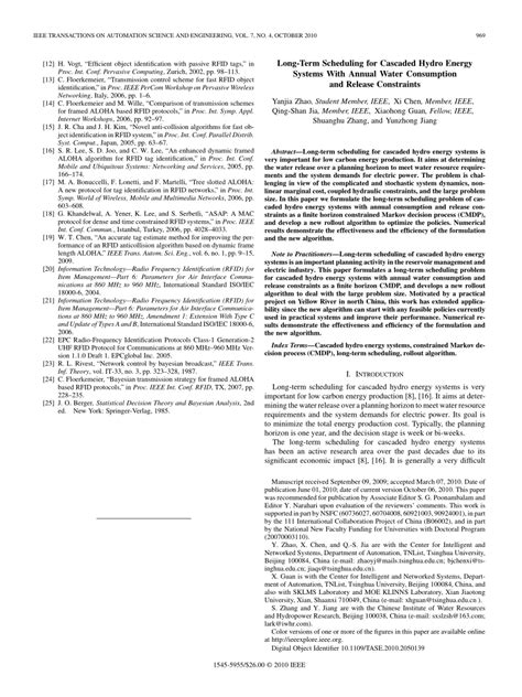 Pdf Long Term Scheduling For Cascaded Hydro Energy Systems With Annual Water Consumption And
