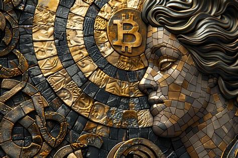 Premium Photo Artistic Wallpaper With Bitcoin Mosaic Design With Small Til Crypto Art Concept