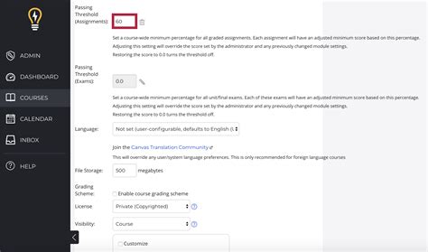 Edit Passing Threshold Within A Course Primavera