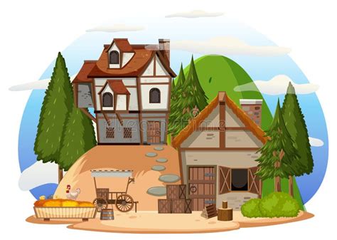 Isolated Ancient Medieval Village Stock Vector Illustration Of