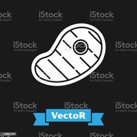 검은 색 배경에 고립 된 흰색 스테이크 고기 아이콘입니다 벡터 일러스트레이션 고기에 대한 스톡 벡터 아트 및 기타 이미지 고기 굽기 돼지고기 Istock